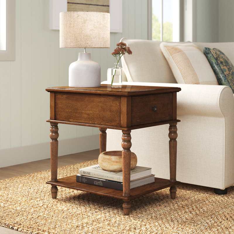 Birkley End Table with Storage Sand Stable Color Hazelnut